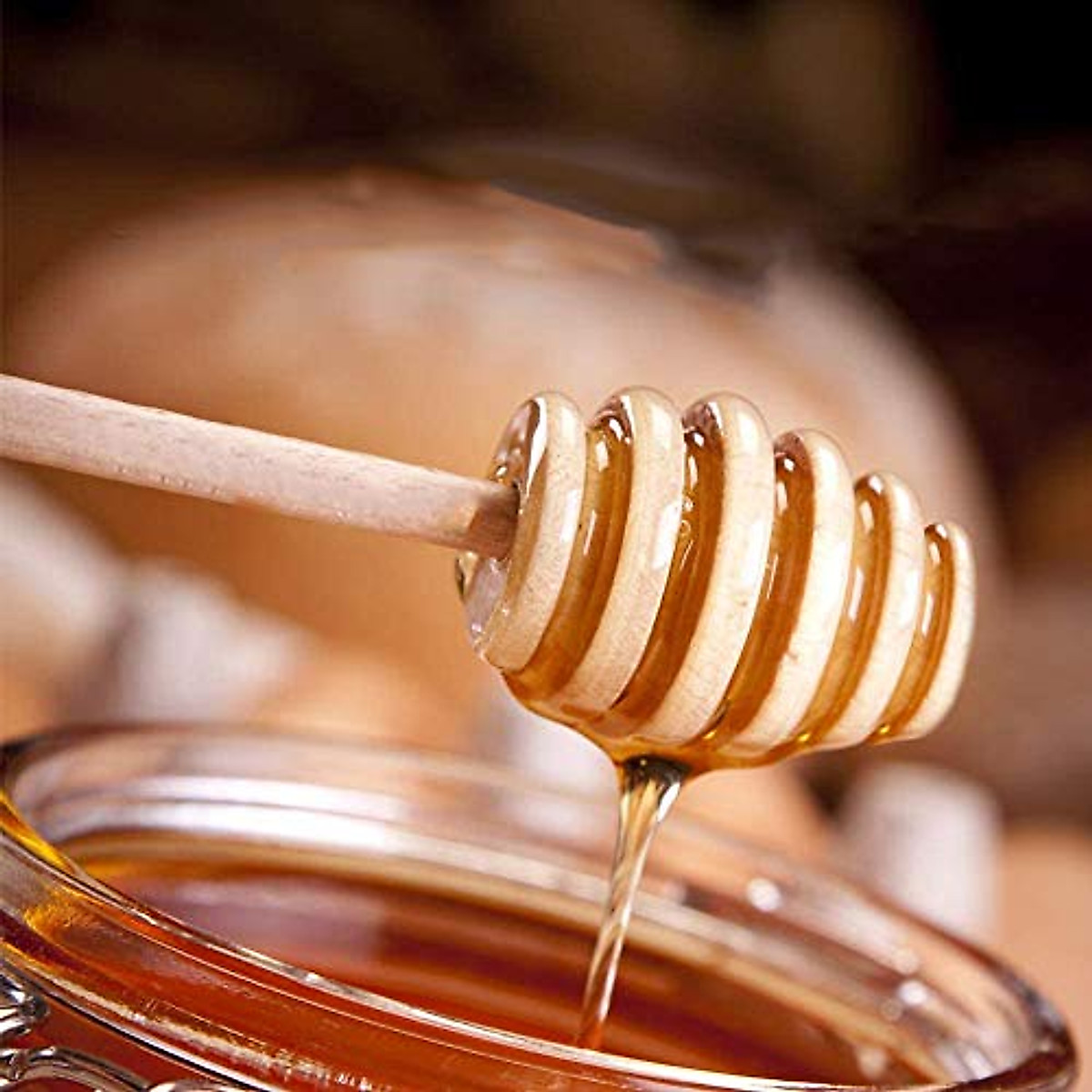 GIYOMI Wooden Honey Dipper Stick for Honey Jar Dispense Drizzle Honey,2 Pcs 6.3 Inch / 16cm Honey Dippers Sticks-Honeycomb Stick-Wooden Honey Spoon