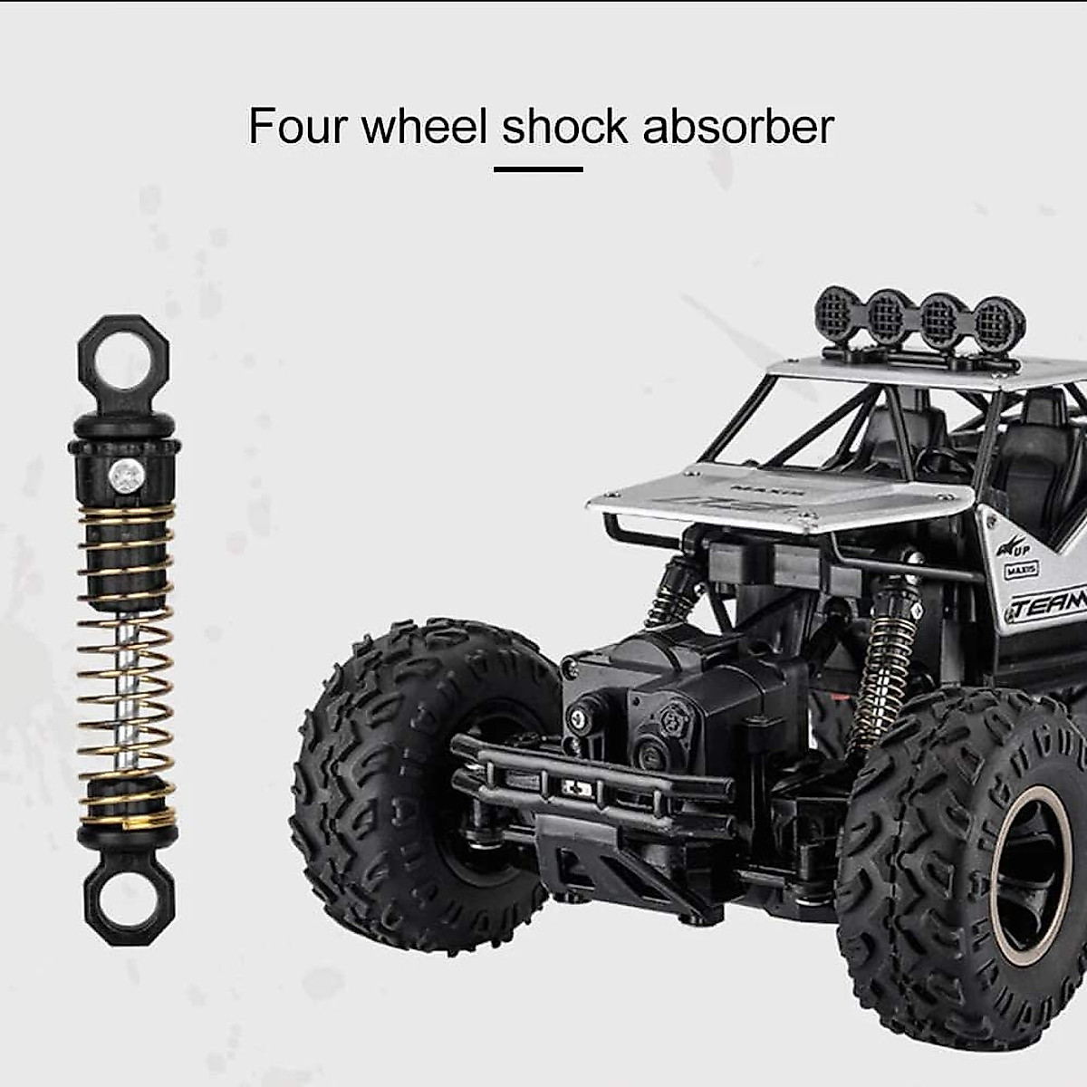 Mukola Large Scale RC Car 1:12 Off Road Monster Truck Crawler with Head Lights, 4WD All Terrains Remote Control Car Vehicle with Two Rechargeable Batteries for Kids Adults