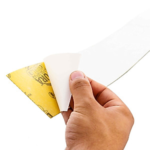 Dura-Gold Premium 40 Grit Gold Pre-Cut PSA Longboard Sandpaper Sheets, Box of 20, 2-3/4" x 16-1/2" Self-Adhesive Stickyback Sandpaper for Automotive, Woodworking Air File Sander, Hand Sanding Block