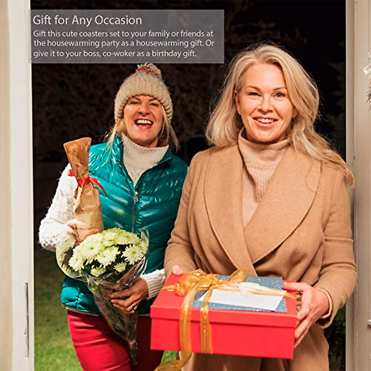 Hoomey Coasters for Drinks with Bible Verses, Set of 6 Absorbent Drinks Coasters with Holder Ceramic Drink Coaster with Cork Backing for Table Protection, Christian Coasters, Christian Gifts