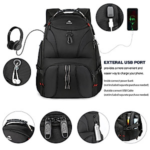 MATEIN Backpack for Men, Large Laptop Backpack with USB Port, Travel Backpacks for Women Student, Big College School Bookbag Water Resistant TSA Business Computer Bag Fit 17 Inch Notebook, Black