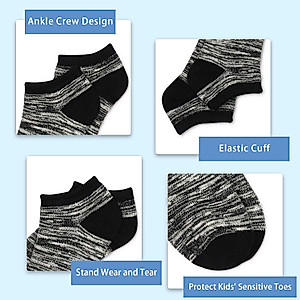 GENTABY Boys Socks,Toddler Ankle Athletic Socks Kids Half Cushioned Low Cut Sport Sock 12 Pairs，4-6Years