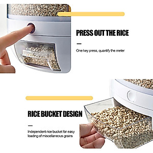 Rice Storage Container 360° Rotating Food Dispenser,7 pounds Large Capacity 6-Grid Rice Bucket Rotating Food Dispenser, Food Storage Containers With Lids Airtight,Moisture-Proof Grains Dispenser