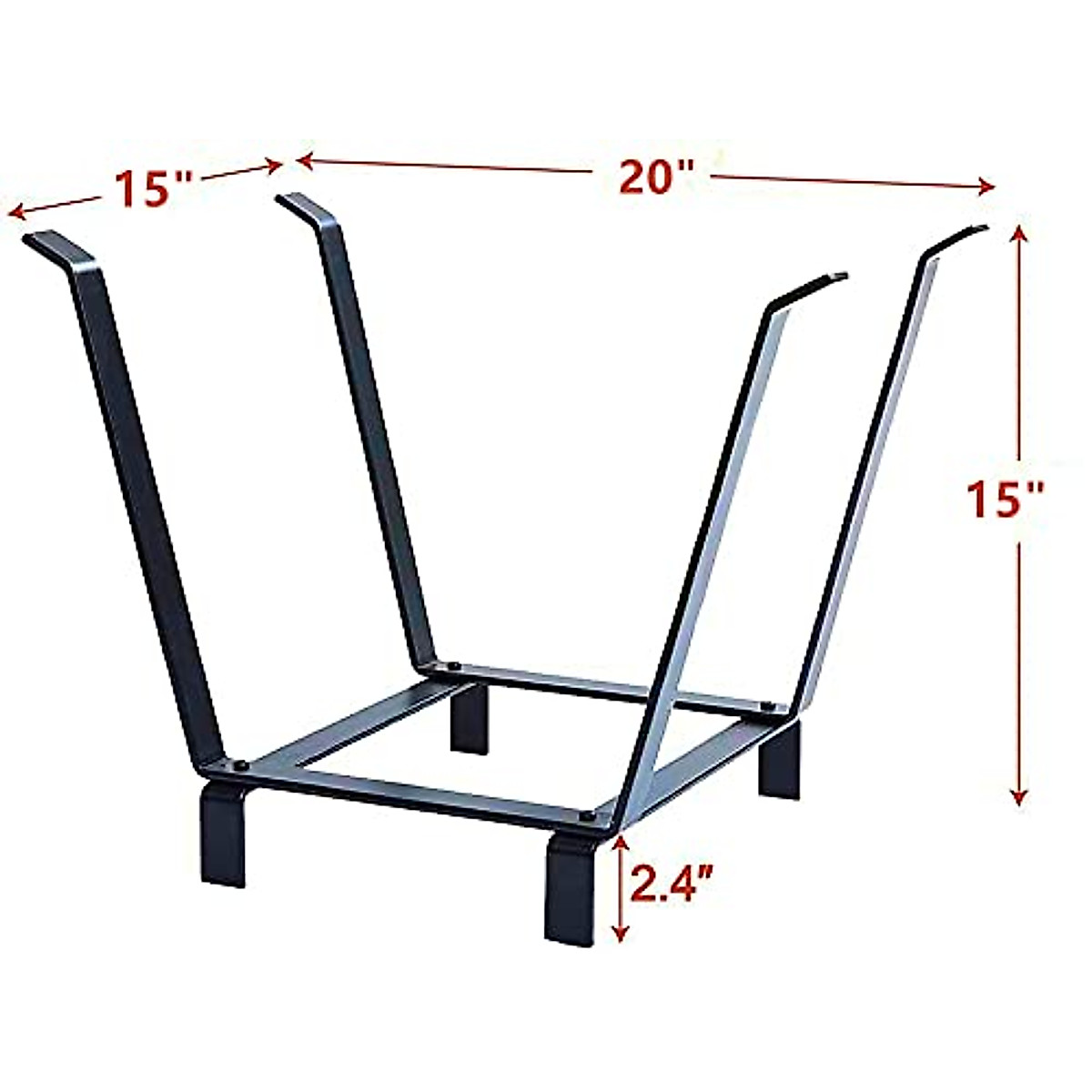 PHI VILLA 20 Inches Indoor/Outdoor Firewood Rack Fireplace Log Carriers & Holders Wood Burning Stove Accessories, Black