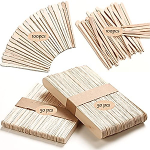 Wooden Wax Sticks - HOOMBOOM 300 Pcs Waxing Sticks - 4 Style Assorted Wooden Wax Sticks - For Body Legs Face Eyebrow Waxing Applicator Spatulas for Hair Removal or Wood Craft Sticks