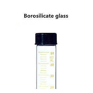 Centrifuge Tube, 50ml Borosilicate Glass Material, Conical Bottom, Centrifuge Vials with Printed Graduation and Black Screw Cap, No-Leak, Non-Sterile (50ml, Pack of 10)