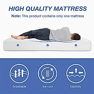 8 Inch Twin Mattress Cooling Gel Memory Foam Mattress CertiPUR-US Certified Medium Firm Feel Mattresses for Pressure Relieving & Cool Sleep Twin Size White