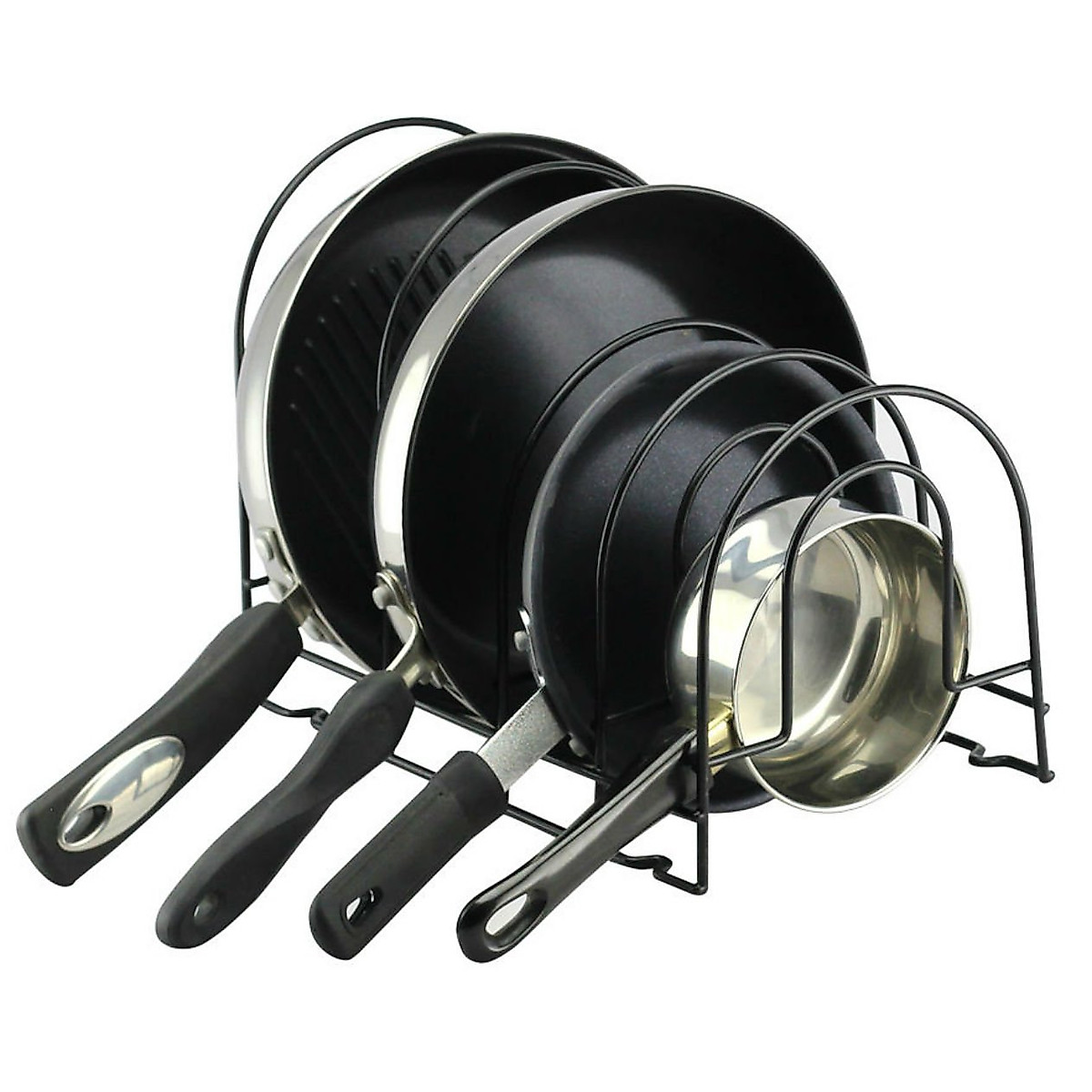 Pan Rack Organizer Holder for Kitchen, Countertop, Cabinet, and Pantry (BlackII)