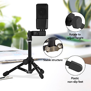 Geekria for Creators Tabletop Tripod Mic Stand Compatible with LEWITT LCT 240PRO, LCT-440-Pure, LCT 540 SUBZERO, LCT-441-FLEX, LCT-640-TS Microphones, Desktop Mic Stand with Foldable Non-Slip Feet