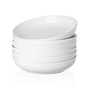 Sweejar Ceramic Pasta Bowls Set, 23 OZ for Salad, Soup, Cereal, Set of 6 (White)