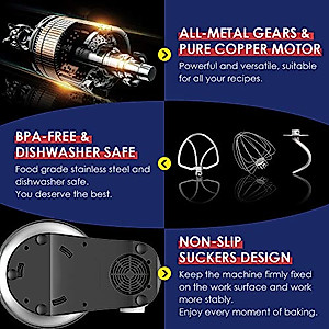 All-Metal COOKLEE Stand Mixer,6.5Qt Kitchen Electric Mixer with Dishwasher-Safe Dough Hooks, Flat Beaters, Whisk & Pouring Shield Attachments for Most Home Cooks, Bright Black