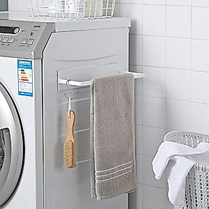 Ymeibe Hanger Organizer Rack, Wall Mounted Self-Adhesive Clothes Rack Organizer for Washing Machine, Hanger Stacker for Closet Laundry Room, Space Saving Clothes Hanger Clips Storage (Black)