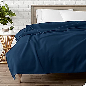 Bare Home Polar Fleece Blanket - Twin/Twin XL Blanket - Dark Blue - Warm & Cozy - Premium Fleece - Blanket for Bed, Sofa, Camping, Travel and Cold Nights - Lightweight (Twin/Twin XL, Dark Blue)