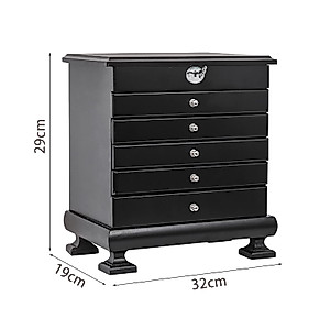 Owl's-Yard Makeup Storage Organizer with 5 Drawers Jewelry Cabinet, wood Household Multi-Layer Jewelry Skin Care Cosmetic Box Storage Rack for Necklace Earrings, Black