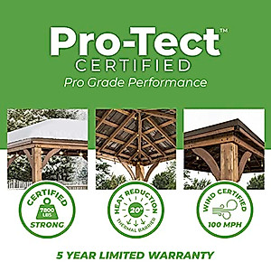 Backyard Discovery Barrington 16 ft. x 12 ft. Hip Roof Cedar Wood Gazebo Pavilion, Shade, Rain, Hard Top Steel Metal Roof, All Weather Protected, Wind Resistant up to 100 mph, Holds up to 7800 lbs