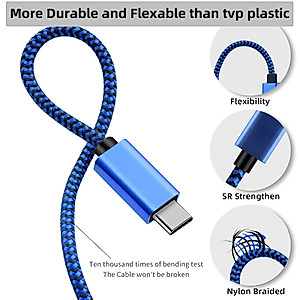 Sisyphy Nylon Braided Surface Connect to USB-C Charging Cable (6ft Blue), Requires 45W 15V/3A USB-C Charger PD Power Supply, Compatible with Microsoft Surface Pro7/6/5/4/3 Go 3/2/1 Laptop