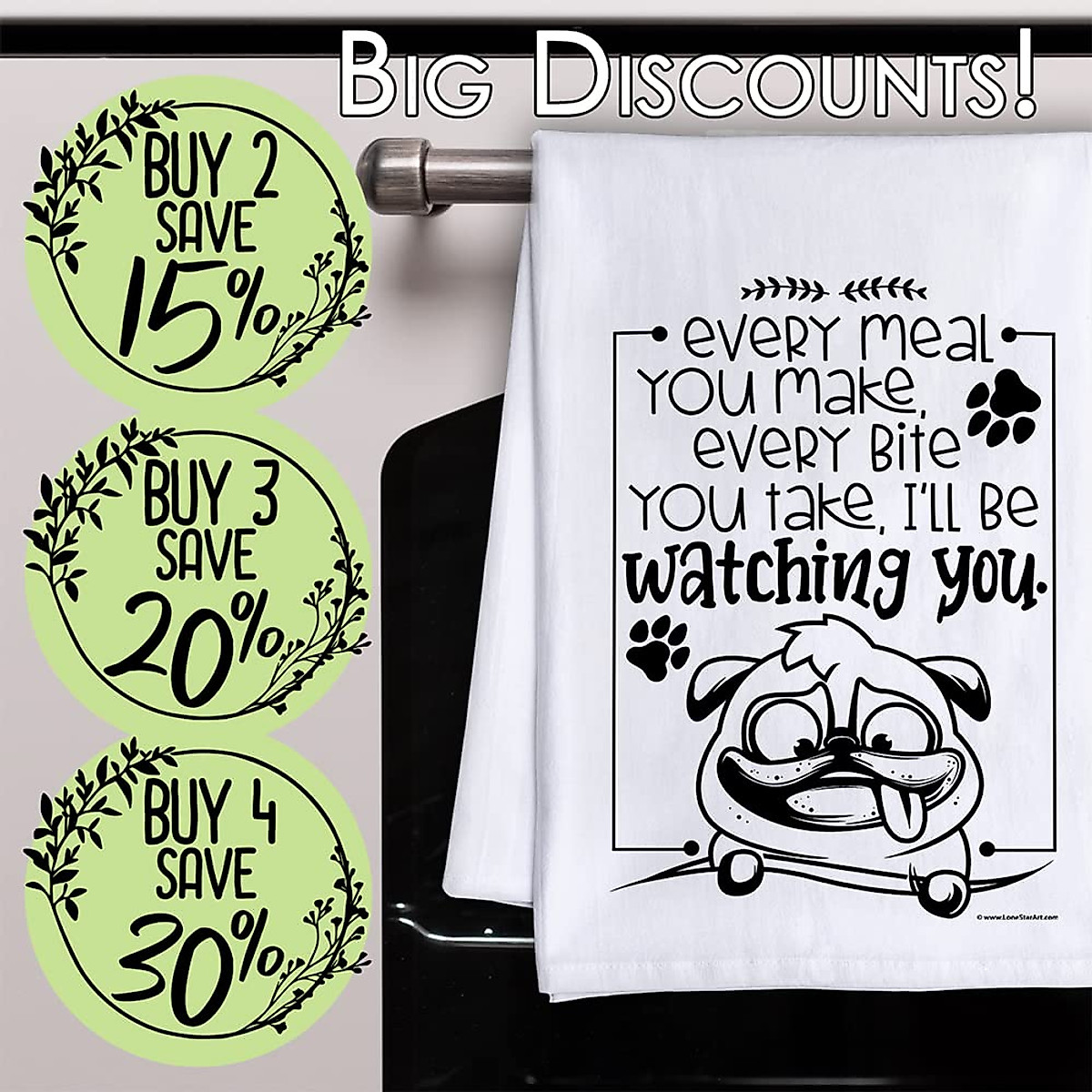 Every Meal You Make Every Bite You Take I'll Be Watching You - Funny Dog Kitchen Tea Towels - Decorative Dish with Sayings, Housewarming Gifts Multi-Use Cute for Women