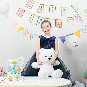 Tezituor White Teddy Bear Stuffed Animal, Cute 18 inch Stuffed Teddy Bear for Girlfriend Kids, Soft Plush Bear Stuffed Animal Valentine's Christmas Birthday Gifts