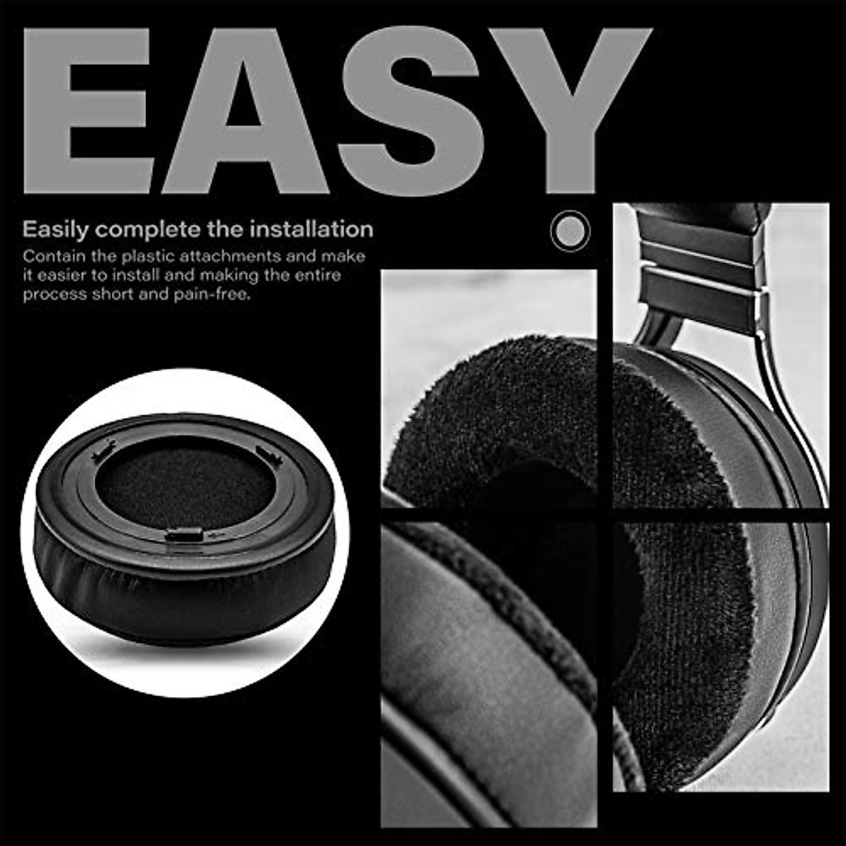 Earpads Compatible with Virtuoso RGB Wireless SE Gaming Headset - Memory Foam Earcups - Hybrid (PU/Velour) Ear Cushions I Black