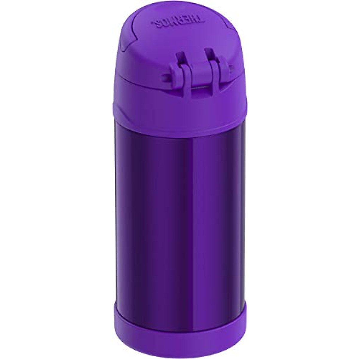 THERMOS FUNTAINER 12 Ounce Stainless Steel Vacuum Insulated Kids Straw Bottle, Violet & Thermos Replacement Straws for 12 Ounce Funtainer Bottle, Clear, one size (F401RS6)