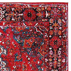 SAFAVIEH Vintage Hamadan Collection Accent Rug - 4' x 6', Red & Multi, Oriental Persian Design, Non-Shedding & Easy Care, Ideal for High Traffic Areas in Entryway, Living Room, Bedroom (VTH222A)