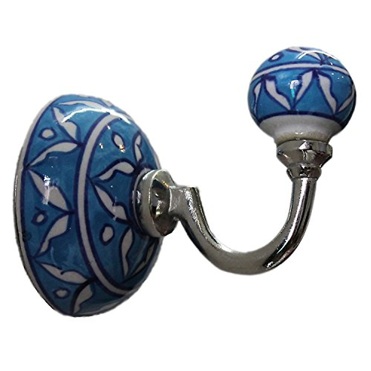 PARIJAT HANDICRAFT 5 Pcs Set Ceramic Coat Hook Towel Hanger for Bathroom Home and Office Pink Blue White