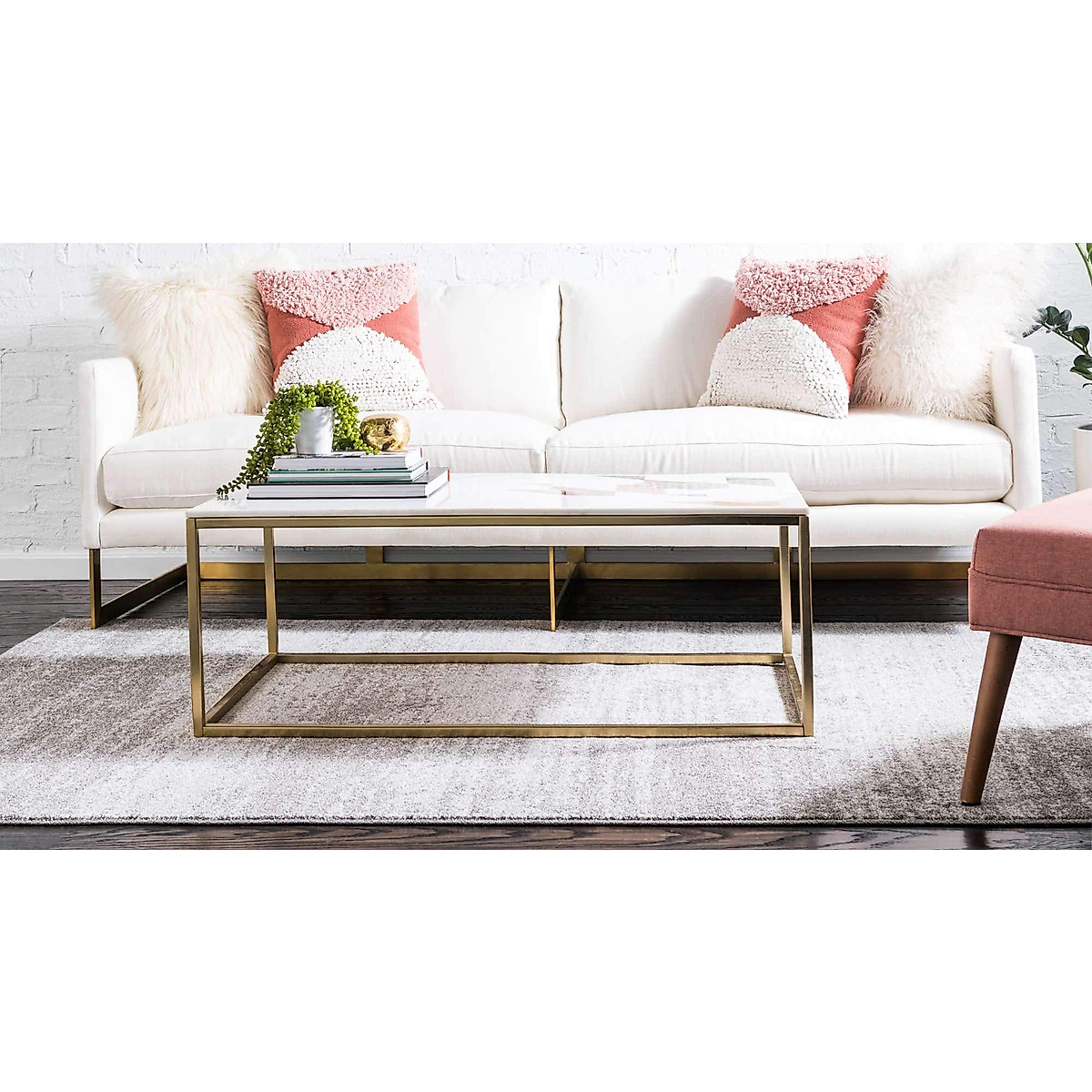 Unique Loom Del Mar Collection Area Rug - Lucille (7' 1" x 10' Rectangle, Gray/ Ivory)