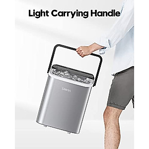 Silonn Countertop Ice Maker Machine with Handle, Portable, Makes up to 27 lbs. of Ice Per Day, 9 Cubes in 7 Mins, Self-Cleaning with Ice Scoop and Basket