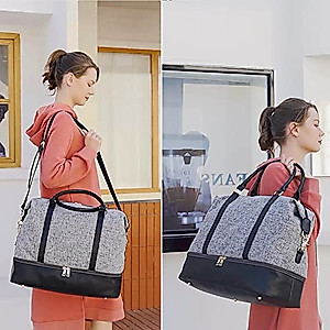 CAMTOP Weekender Travel Bag for Women Ladies Overnight Carry On Tote Duffel Bag with Luggage Sleeve and Shoes Compartment (A-Gray)