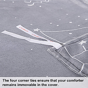 NTBAY Microfiber Queen Duvet Cover Set, 3 Pieces Ultra Soft Constellation Printed Comforter Cover Set with Zipper Closure and Corner Ties, Black