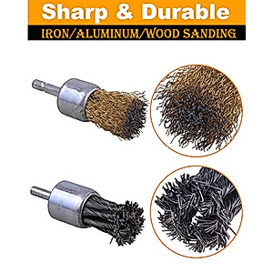 SHITIME 3 Inch Knotted Wire Cup Brush Set, 4 PCS Wire Brush for Drill with 1/4'' Hex Shank, Drill Wire Brush Attachment, Ideal for Removing Rust/Corrosion/Paint - Extend Life & Reduced Wire Breakage