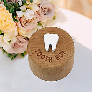 free-space Tooth Fairy Box 3D Carved Wooden Box Souvenir Dropped Tooth Keepsake Storage Box Gift for Boy or Girl (Tooth Fairy Box)