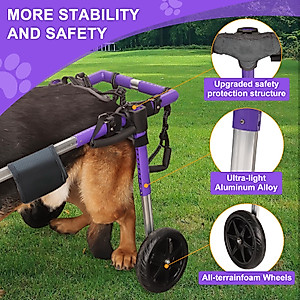 Virbraroo Dog Wheelchair for Back Legs Large Ultra-Light Aluminum Alloy, Upgraded All-Terrain Tires Dog Wheels for Back Legs for 19.6"-29.5", 88.1-132.2 lbs Disabled or Injured Large Dogs(XXL)