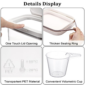 KoKone Flour Storage Container Airtight Rice Container for Kitchen Plastic Rice Dispenser with Lid & Cup Practical Food Storage Container for Grain Sugar Oatmeal Laundry Pods Dishwasher Pods