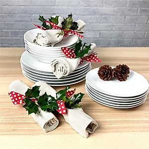 Euro Ceramica Bianco Service for 6 Dinnerware High Gloss Fine Porcelain White Essential, 8" x 4" Soup/Pasta Bowl Set 20oz Capacity for Soup Pasta Rice Cereal