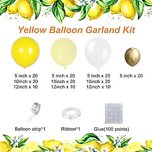 Yellow Balloon Garland Arch Kit, Lemon Daisy Honey Bee Theme Yellow Light Yellow White and Gold Balloons for Baby Shower Sunflower Sunset Sunshine Balloons Arch Party Decorations