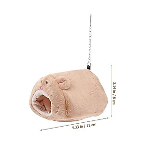 Lurrose Rats Hamster Winter Fleece Warm Hanging Cage Hammock Cute Bear House with Bed Mat Small Animal Cage Accessories for Small Furry Animals