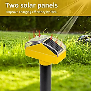 Diaotec Solar Powered Mole and Groundhog Repellent Stakes Outdoor Sonic Gopher Deterrent Spikes Vole Chaser Instead of Traps Killers Pest Control for Garden Yard Waterproof 4 Pack
