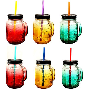 32 Pieces Reusable Plastic Straws Fit for Mason Jars, Tumblers, 10.25 Inches Extra Long Rainbow Colored Unbreakable Drinking Straws with 2 Cleaning Brushes, BPA Free and Eco Friendly