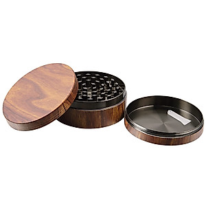 KINGTOP Grinder, Large 3" Spice Grinder (Wood Grain Brown)
