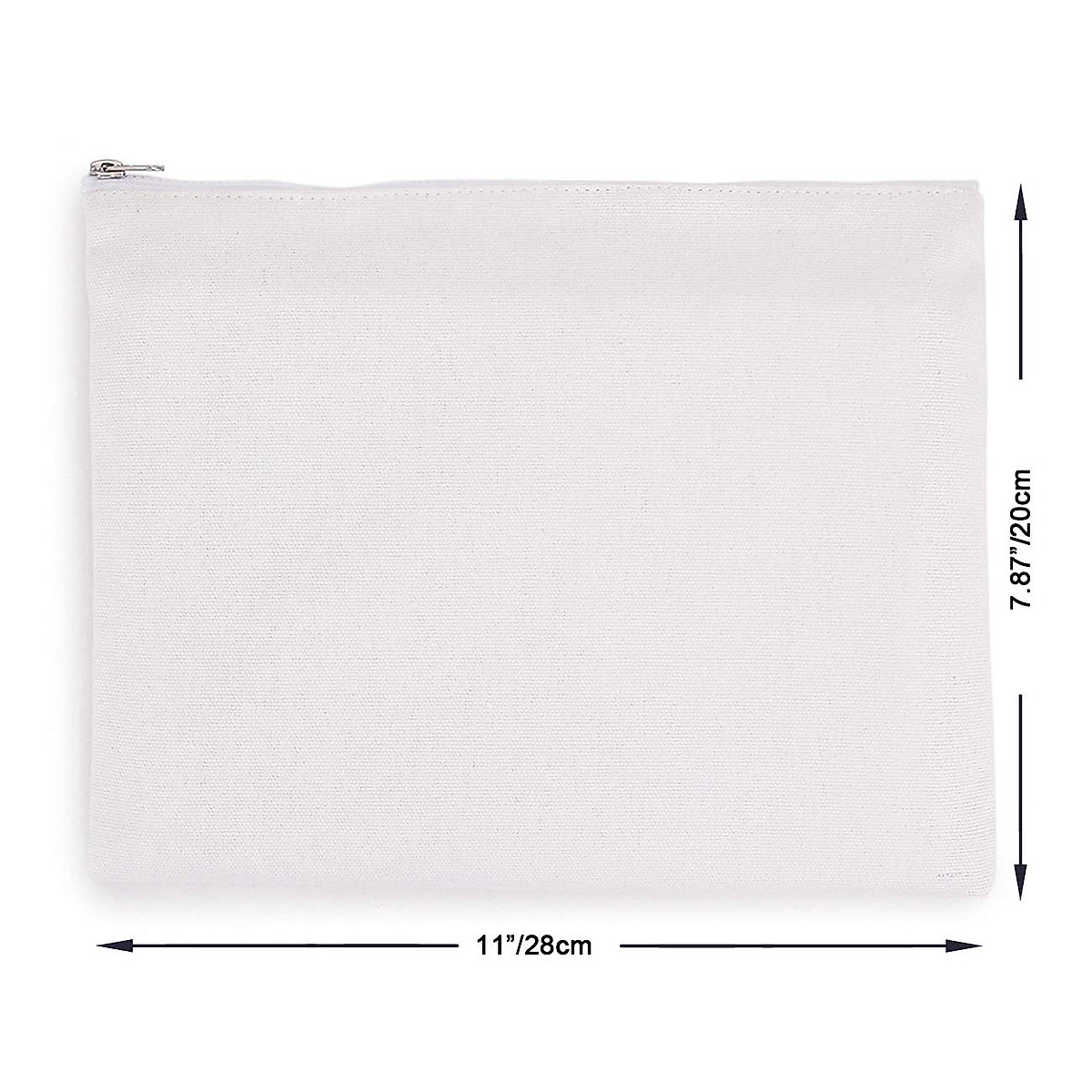 YINGKOR Cotton Canvas Zipper Cosmetic Bag Makeup Bags Tool Organizer with Cotton Lining 20x28cm, White, 7.87x11.02 inches, 20x28cm, Pack of 2