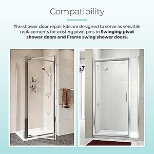 Shuisen Shower Door Pivot Pin Kit with Pivot Bushing for Pivot Shower Door,Shower Door Repair Kit #SDPP01#SPB12 for Framed Swing Shower Doors,Shower Door Replacement Parts, Shower Door Pivot Hinge Kit