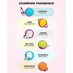 Bath Bombs for Women 6 Natural and Organic Bath Bombs with Essential Oils and Moisturizing Shea Butter, BathBombs for Relaxation and Stress Relief, Bath Bomb Gift Set for Women, Girls, Wife