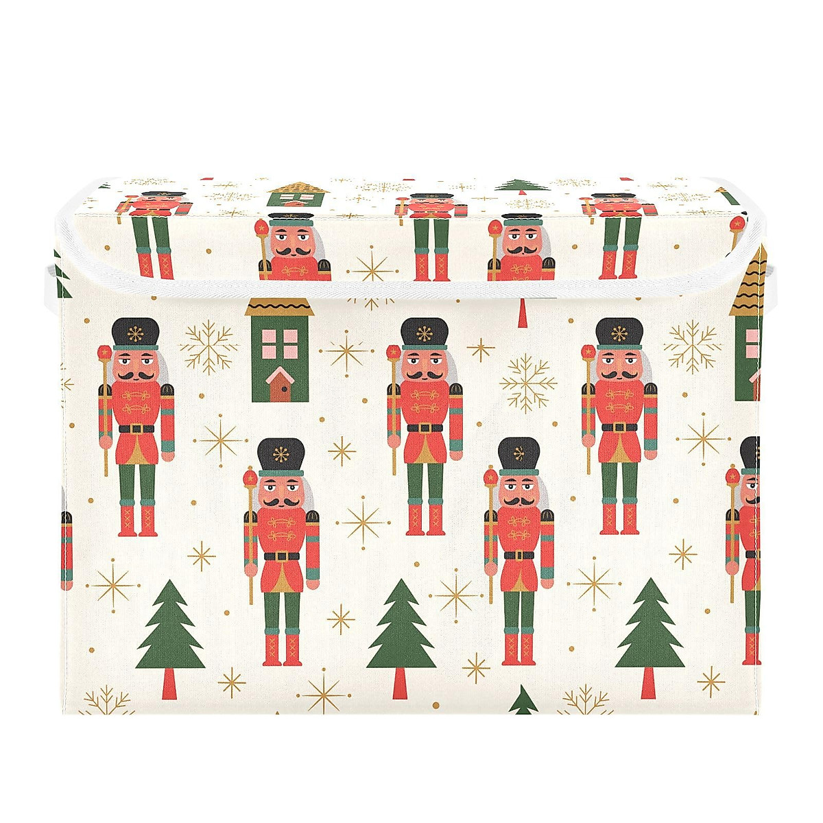 Christmas Nutcracker Tree Storage Bins with Lids Collapsible Storage Containers Closet Organizer Cubes Box Fabric Storage Basket for Bedroom Clothes Shelves Office Nursery Gifts Home Decor