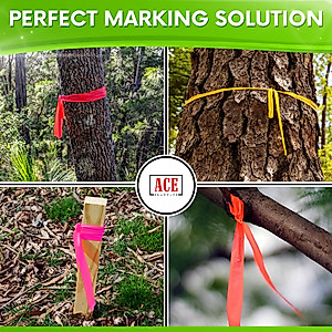ACE Supply Pink Flagging Tape Survey Tape - Non-Adhesive 12 Pack - 1.5" Width, 150' Length, 2 Mil - Tree Tape for Branches, Surveyors Tape, Flag Tape