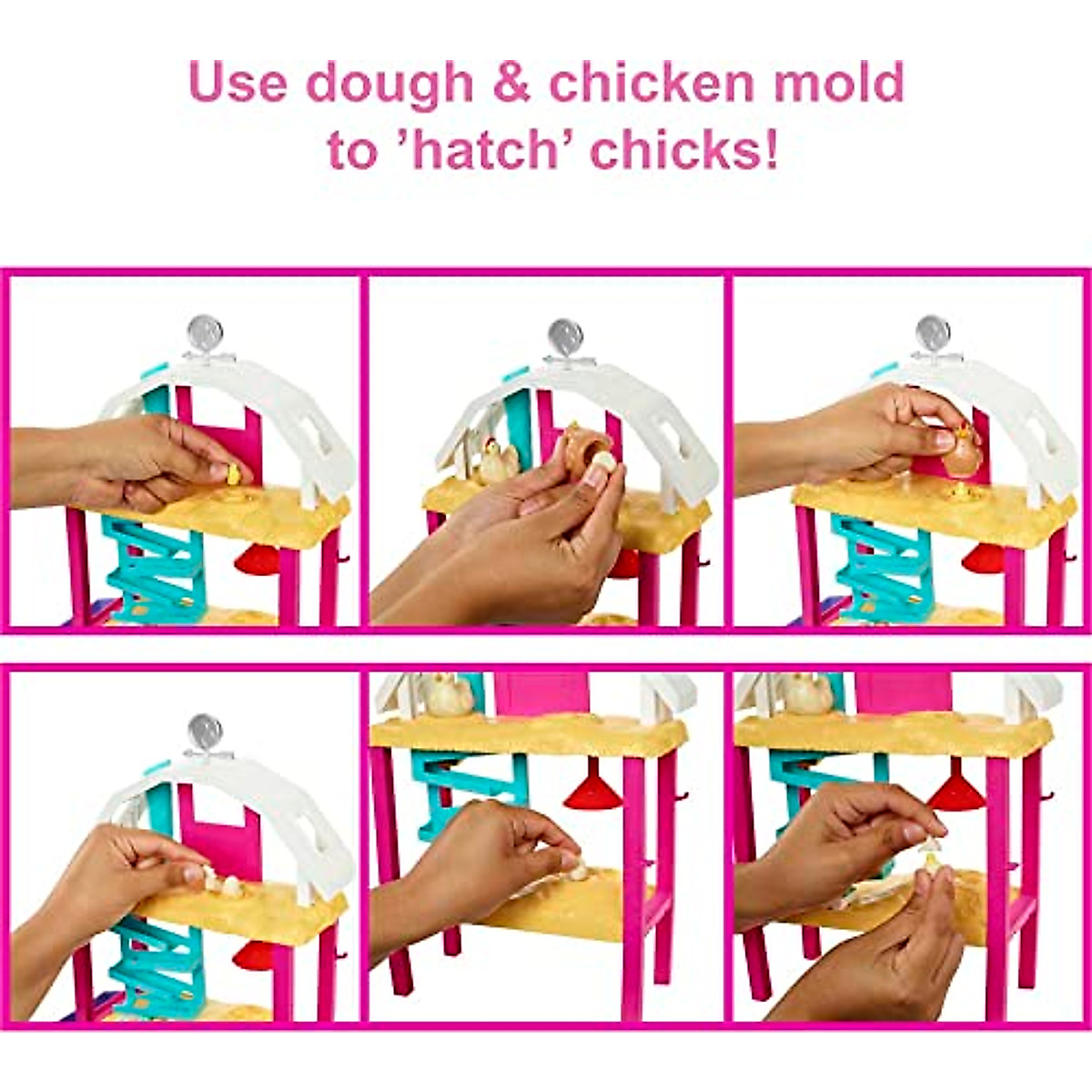 Barbie Doll & Playset, Hatch & Gather Egg Farm with Hatching Molds & Dough, Chicken Coop, 10 Animals & Accessories, Brunette Doll
