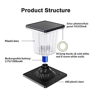 Solar Post Cap Lights Bright,4 Pack Remote Control Waterproof Outdoor Fence Post Lights, Warm/Cool White LED Lighting Garden Patio Pillar Decor Solar Deck Lights for 4x4, 5x5 or 6x6 Wooden Posts