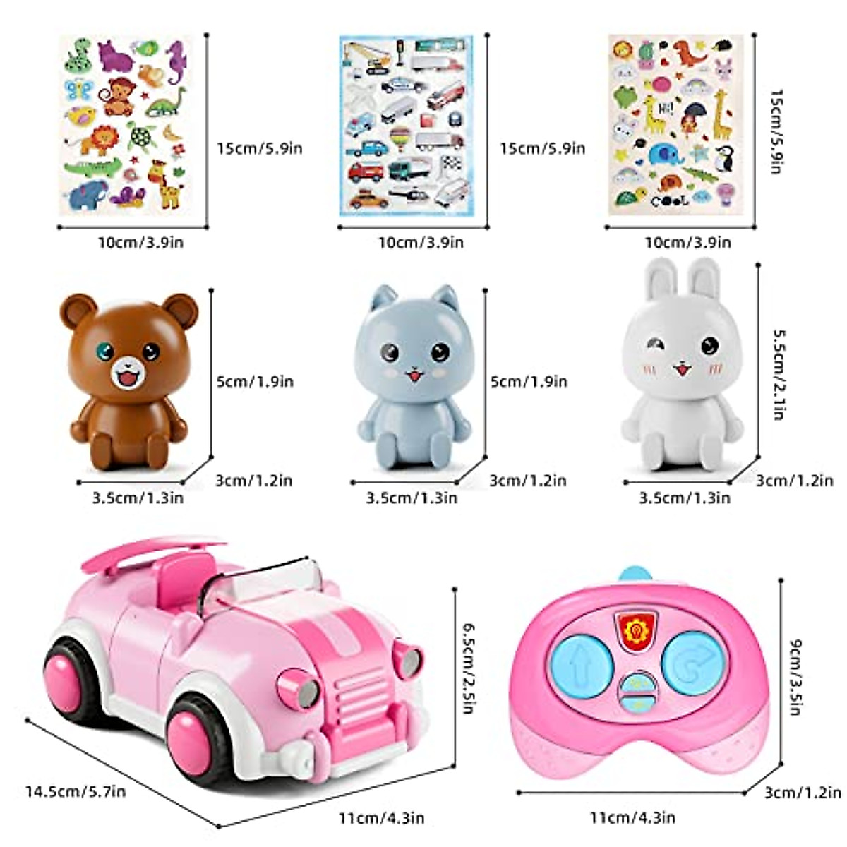 LOVE LIFE Girls Toys Age 3+,Remote Control Cars for Kids,with 3 Cartoon Dolls, RC Car with Music and Lights,Gifts for 3+ Year Olds Boys Girls