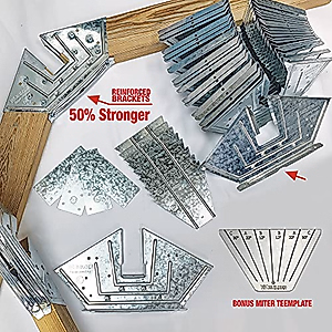 EZBUILDER 7 x 8 Foot Peak Roof Storage Shed Garage Barn DIY EZ Framing Kit with 24 Galvanized Steel Angles and 12 Base Plates (No Wood Included)