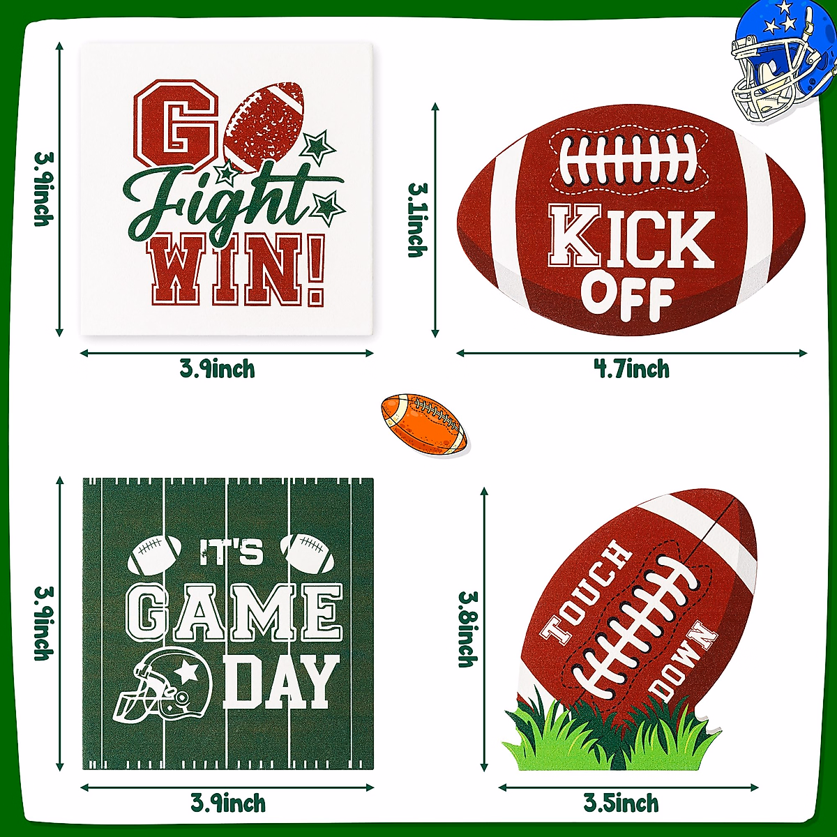 WATINC 4PCS Fall Football Tiered Tray Decor, Rugby It’s Game Day Wooden Centerpiece Sign, Football Themed Birthday Party Decoration Supplies, Rustic Farmhouse Table Décor for Home Kitchen Season Favor